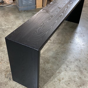 Modern Black Waterfall Console Table Handmade in Oak - Entryway or Sofa ...