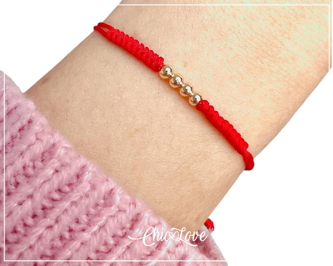 Beaded Red String Bracelet, Protection Bracelet, Red String of Fate ...