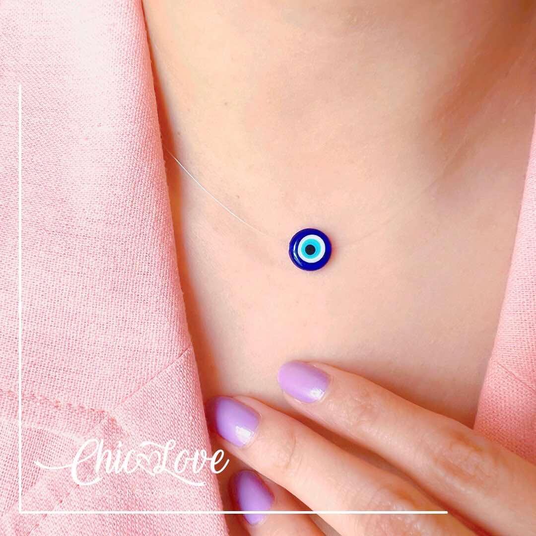 Invisible Evil Eye Necklace – Dainty Choker for Energy Protection ...