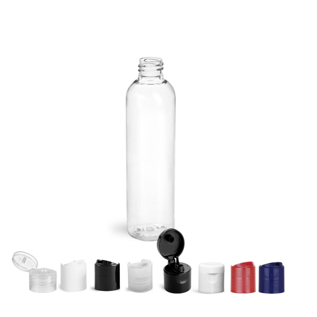 8 Oz Clear Cosmo Round Bottles With Disc or Snap Caps, PET Plastic ...