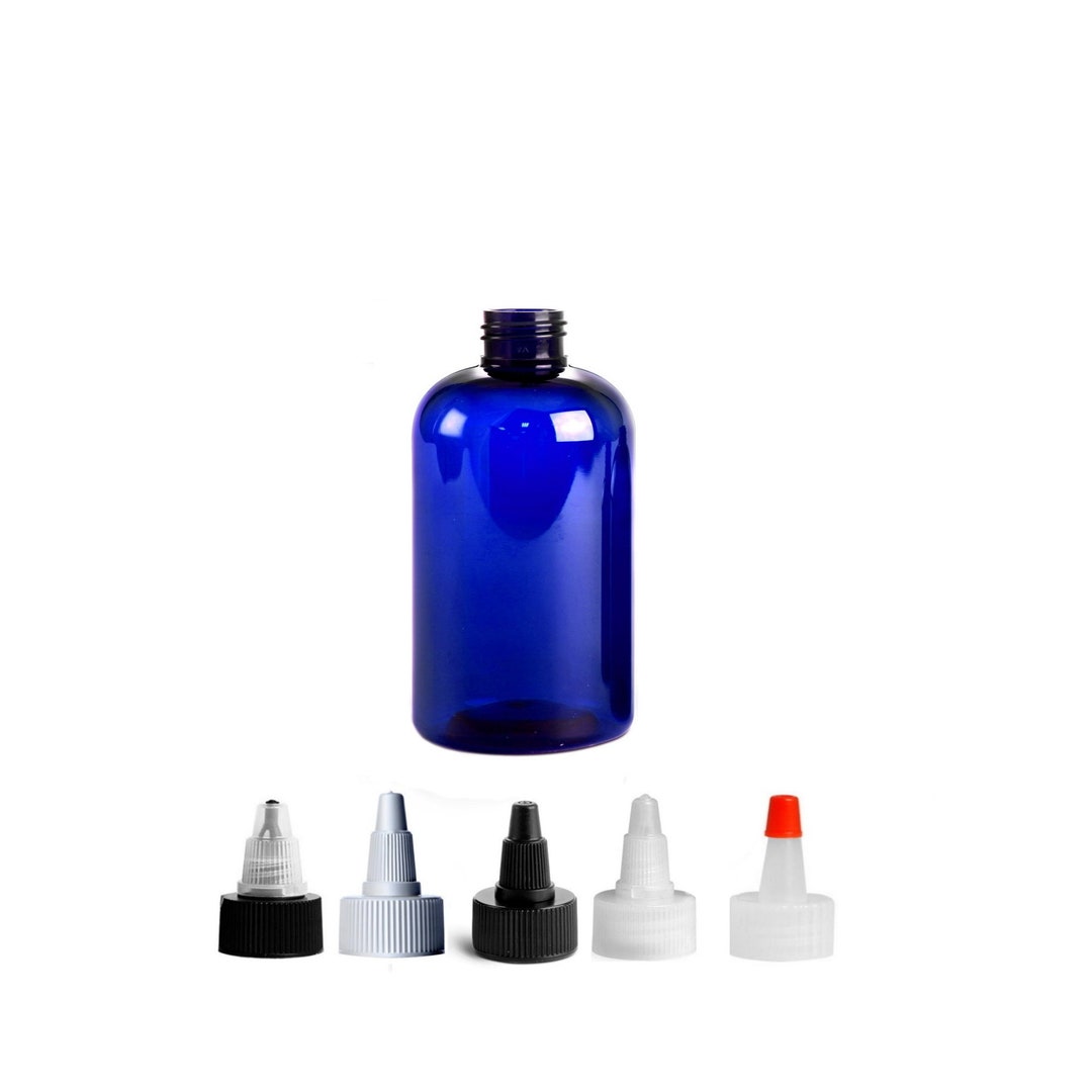 8 Oz Blue Boston Round Bottles With Twist Caps, PET Plastic Empty ...