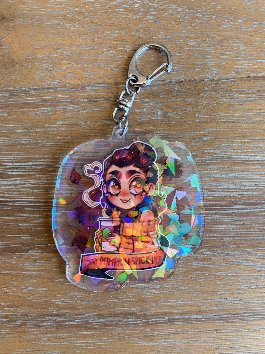 Pumpkin Spice Life 3 Acrylic Holographic Charm Keychain - Etsy
