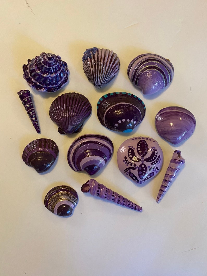 Hand Painted Shells Set of 13 - Etsy