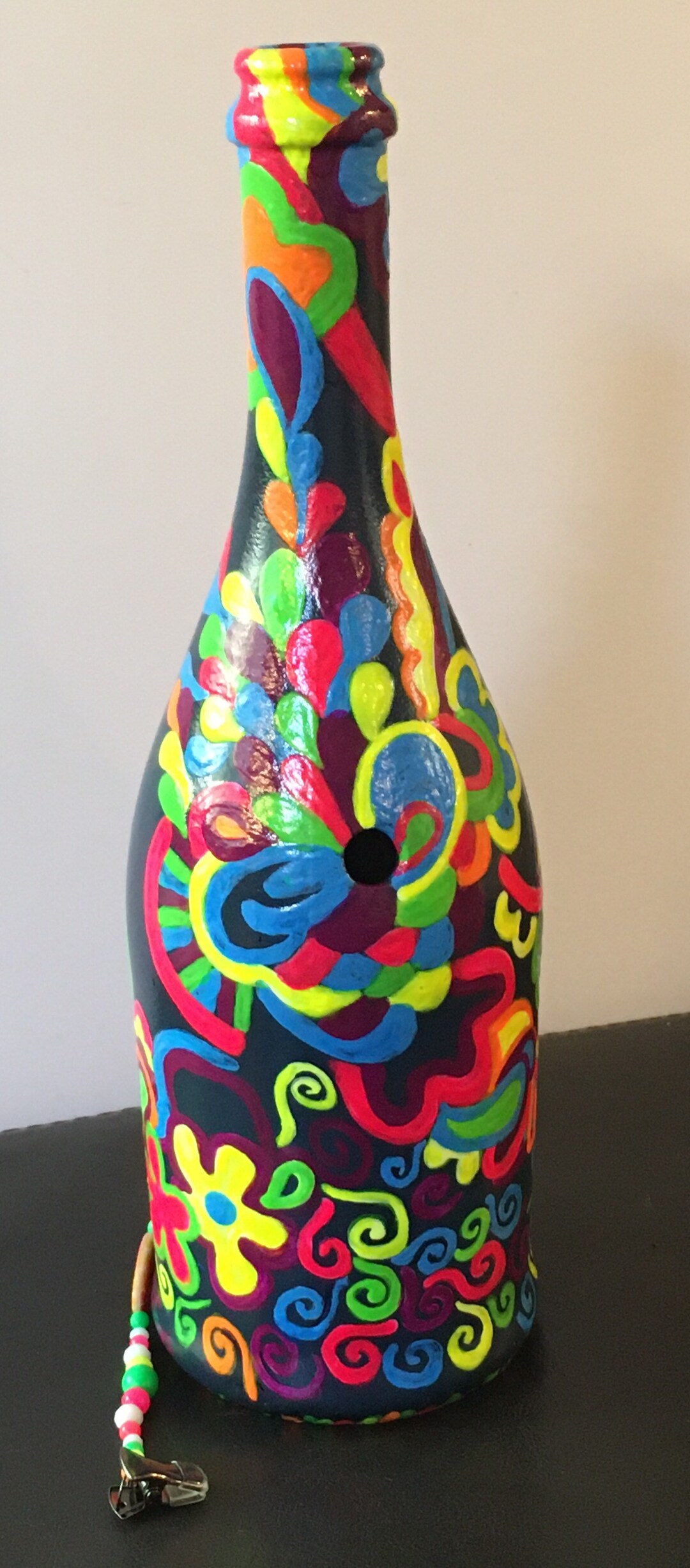 Incense Burner - Abstract Neon Hand Painted Wine Bottle - Etsy