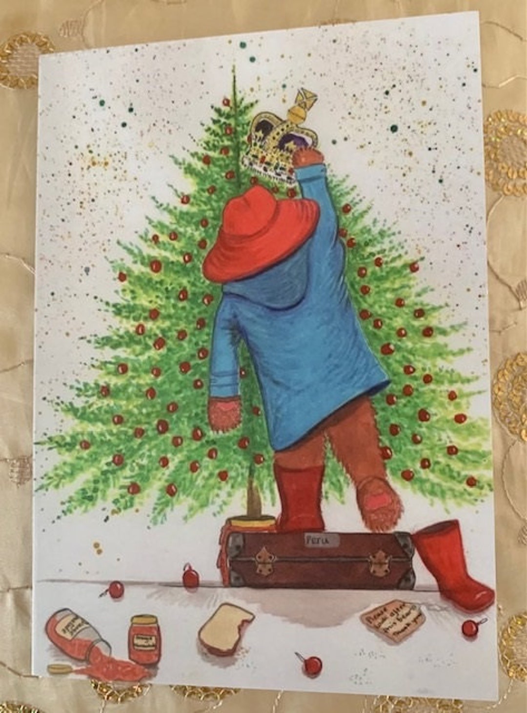 PADDINGTON CHRISTMAS CARD, on 350gsm Card From Original Watercolour ...