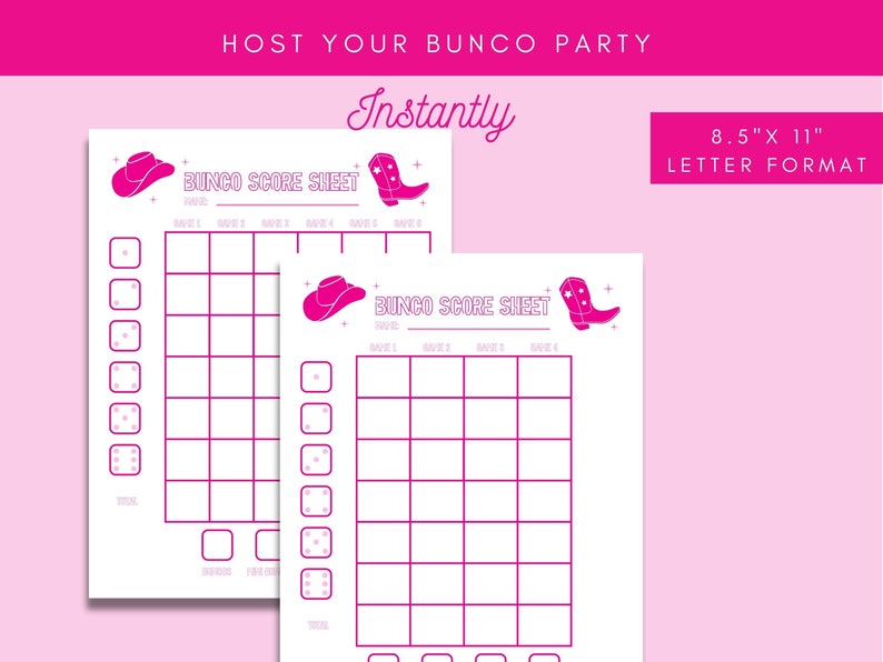 Cowgirl Bunco Game, Western Bunko Score Card, Last Rodeo Bunco Party ...