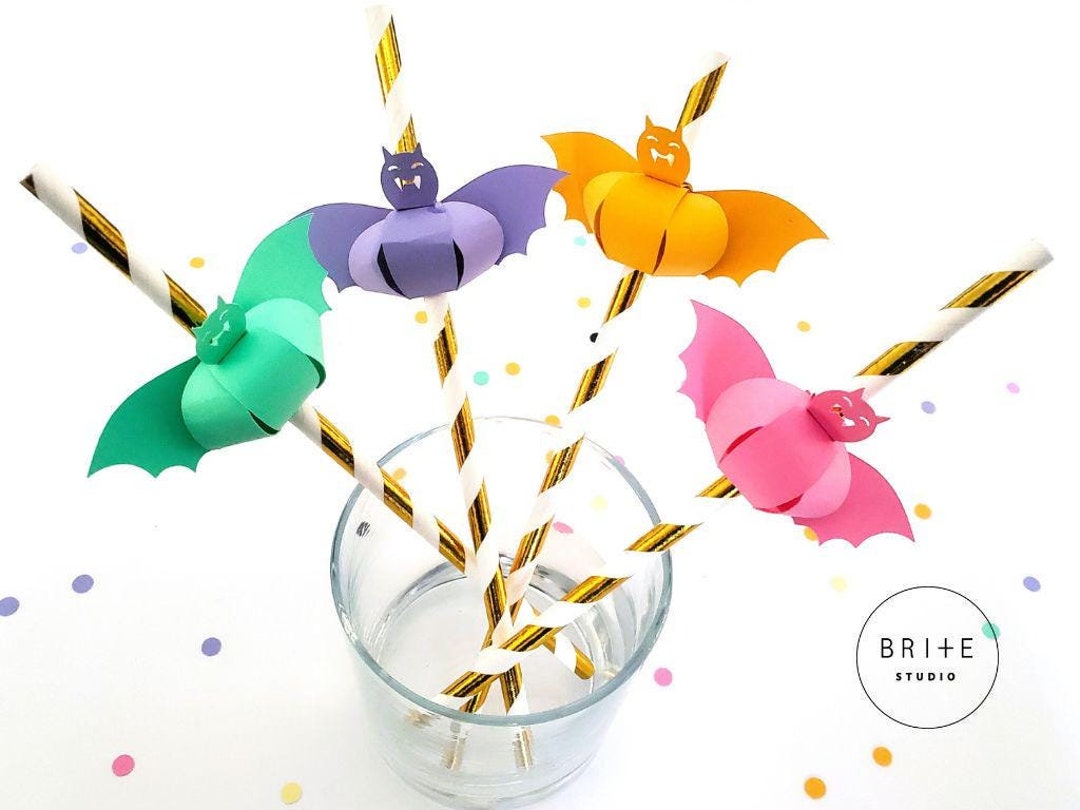 Halloween Bat Straw Topper: Spooky Party Decorations - Etsy
