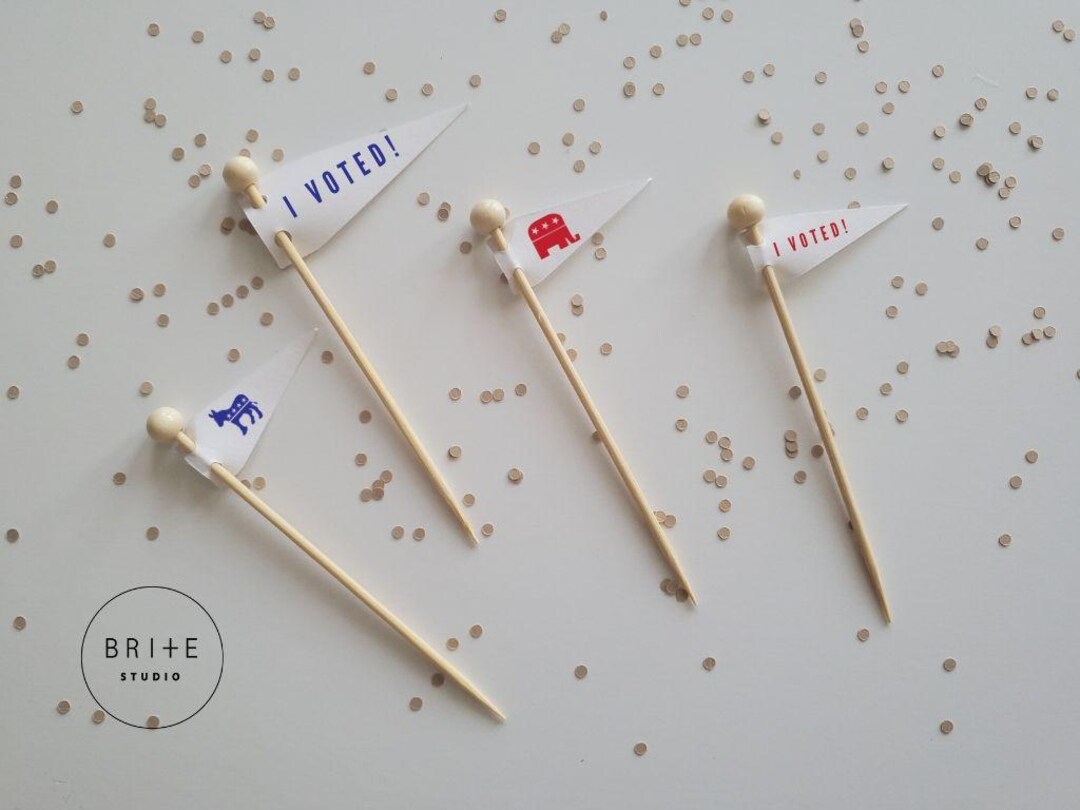 Election Night Pennant Cupcake Toppers, Vintage Style Election 2024 ...