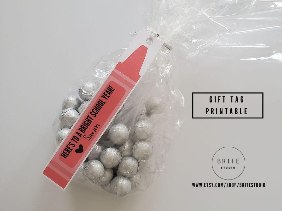 Colorful School Year Gift Tag Crayon Markers Paint Coloring Book ...