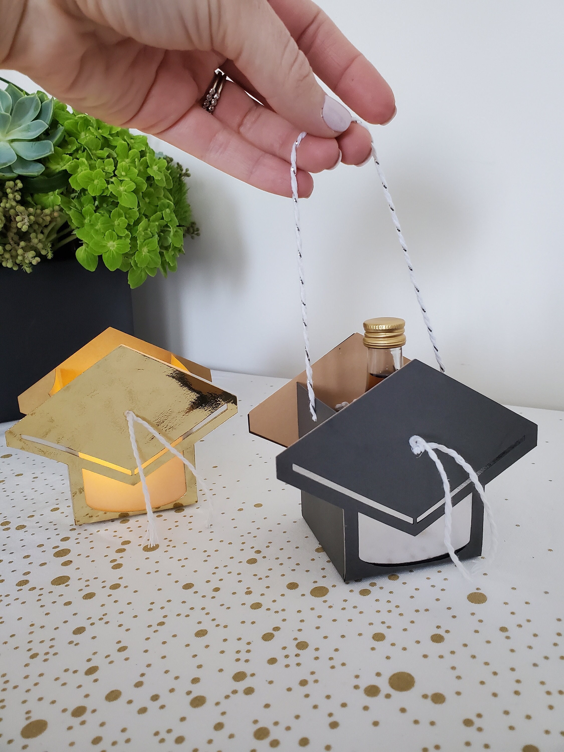 Graduation Cap Party Favor Box Template 3D Place Card Setting Idea ...