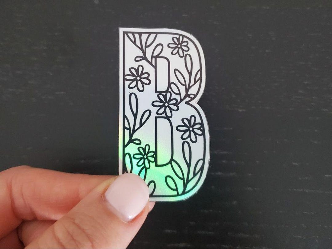 Custom Floral Initial Holographic Magnet - Personalized Locker & Fridge ...