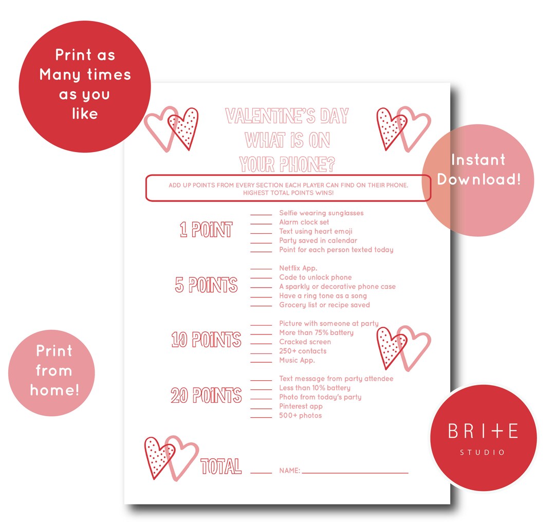 What is on Your Phone Galentines Day Party Games for Valentines Day ...