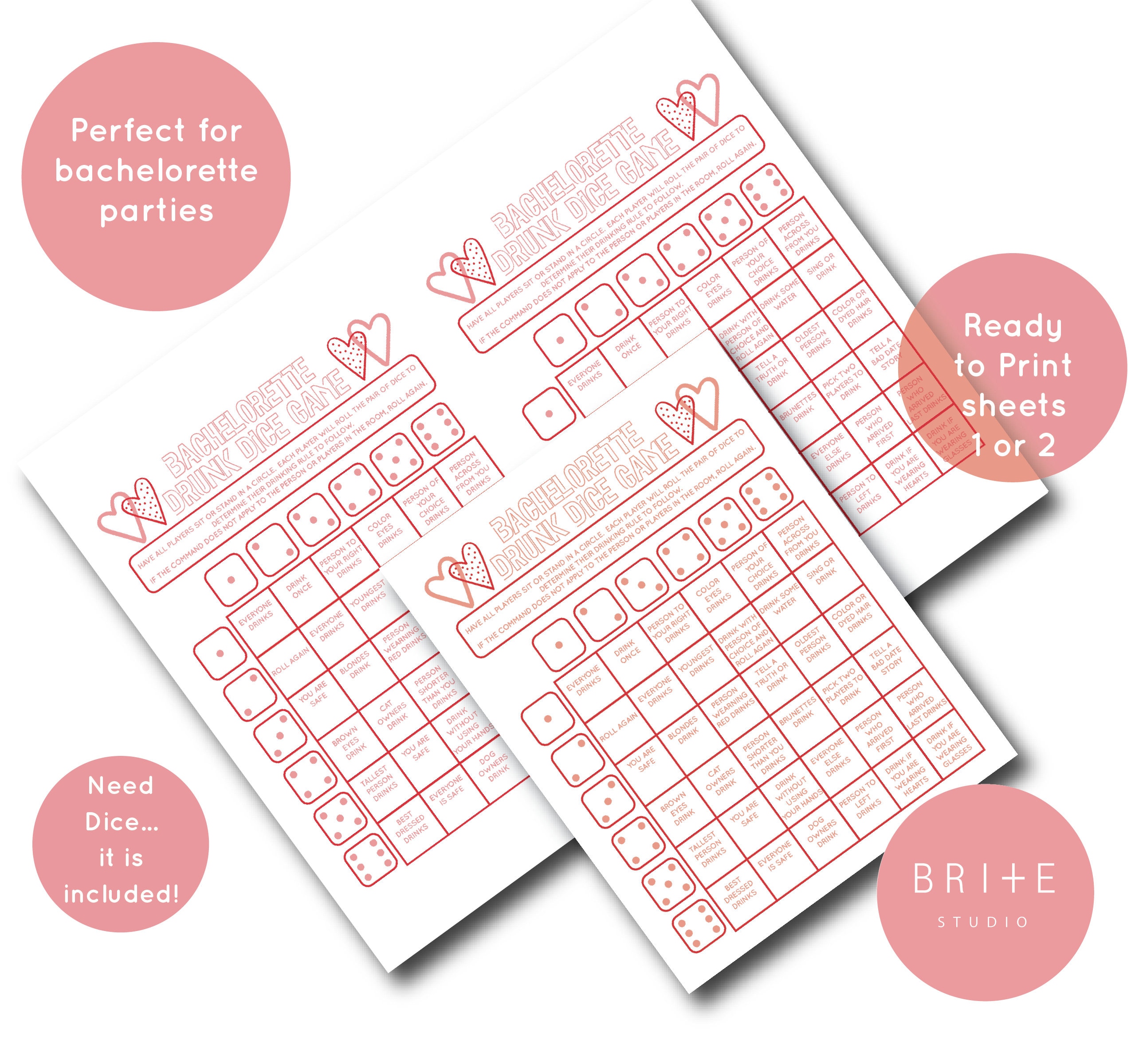 Bachelorette Dice Game, Drinking Game for Hen Party, Ladies Night Game ...