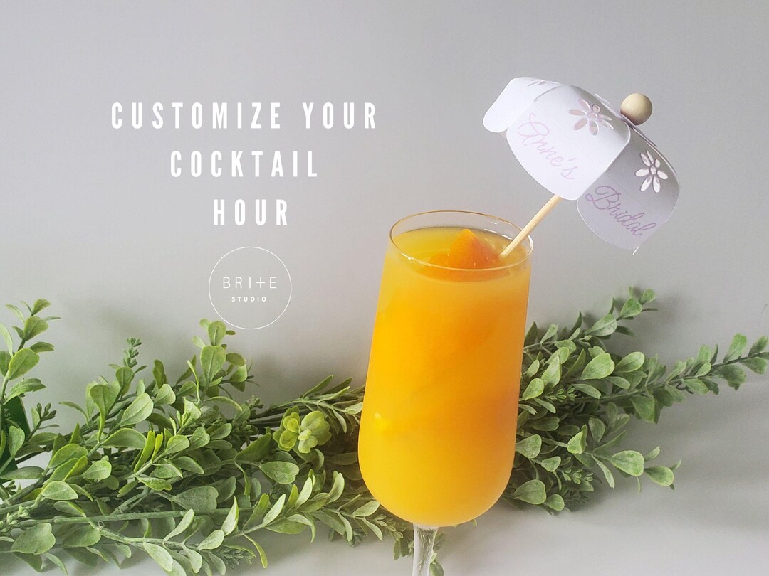 Personalized Cocktail Umbrellas - Custom Drink Toppers for Bridal ...