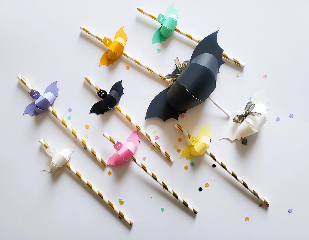 Spooky 3D Bat Straw Topper SVG & PDF Template - Halloween Decor - Cake ...