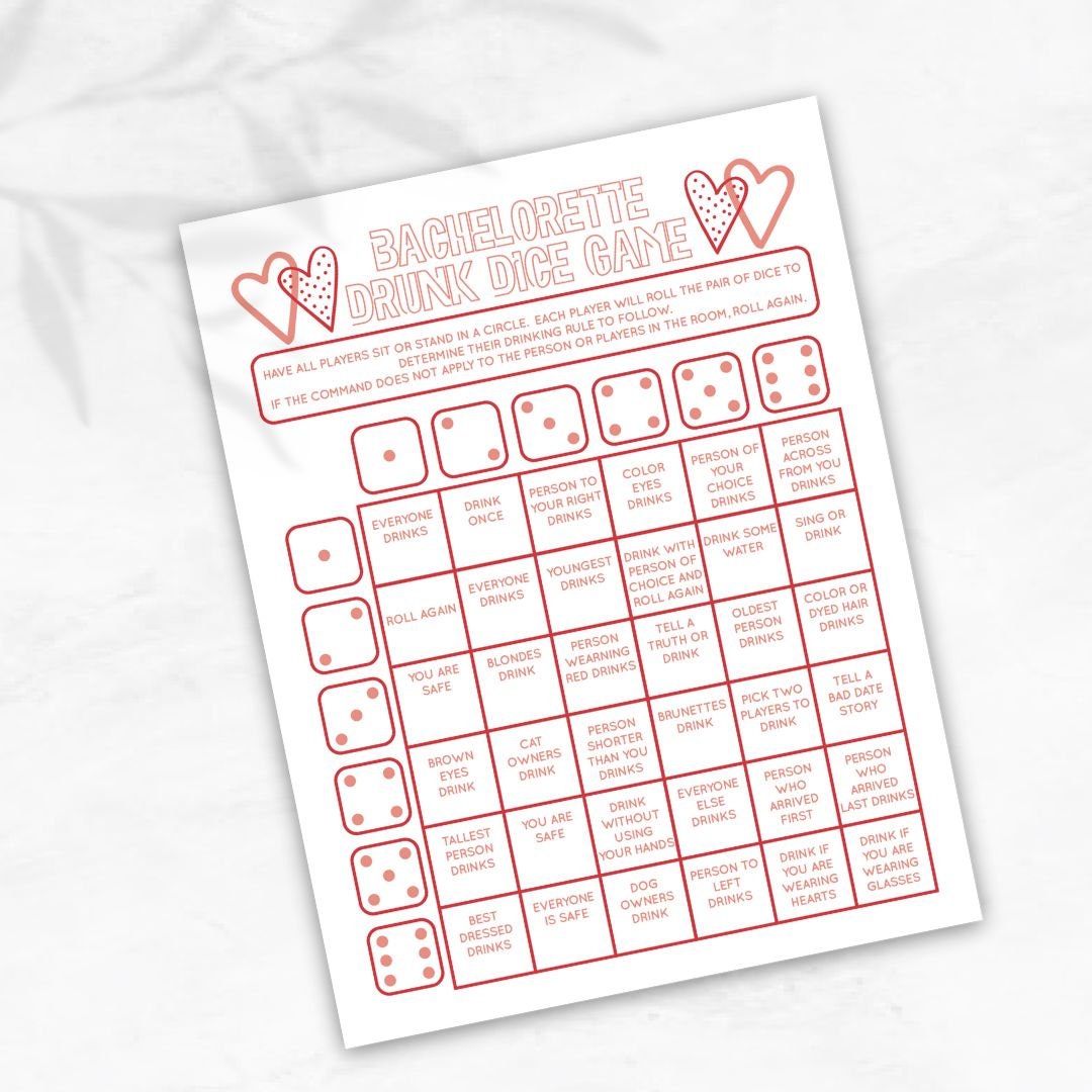 Bachelorette Dice Game, Drinking Game for Hen Party, Ladies Night Game ...