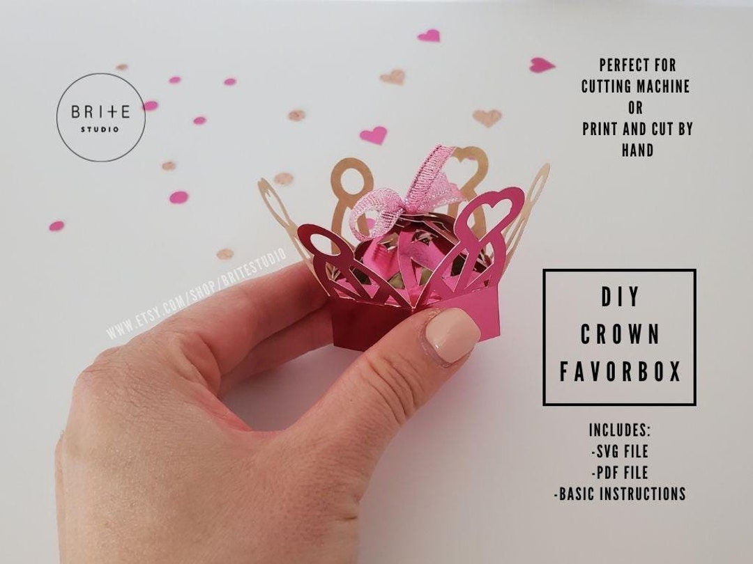 DIY Princess Crown Gift Box SVG, Quinceanera Favor Template, Regal ...