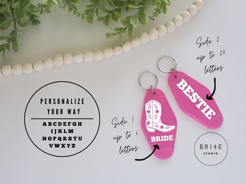 Western Style Cowgirl Boot Keychain - Personalized Bachelorette Party ...