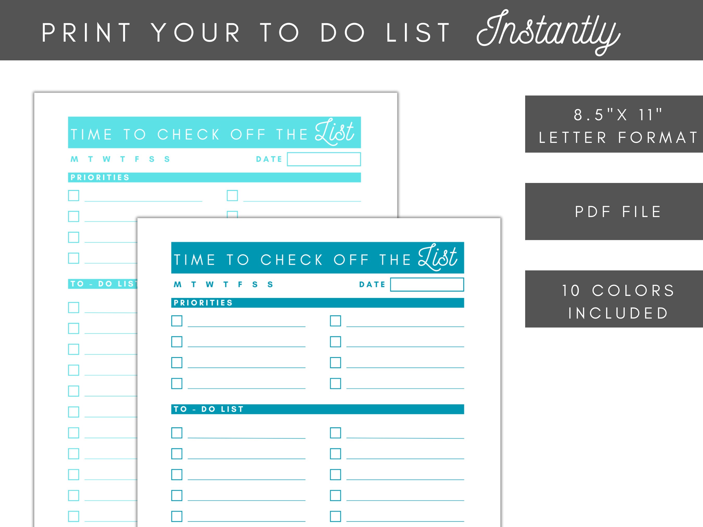 Printable to Do List Daily, Weekly To-do Pdf Planner Checklist US ...