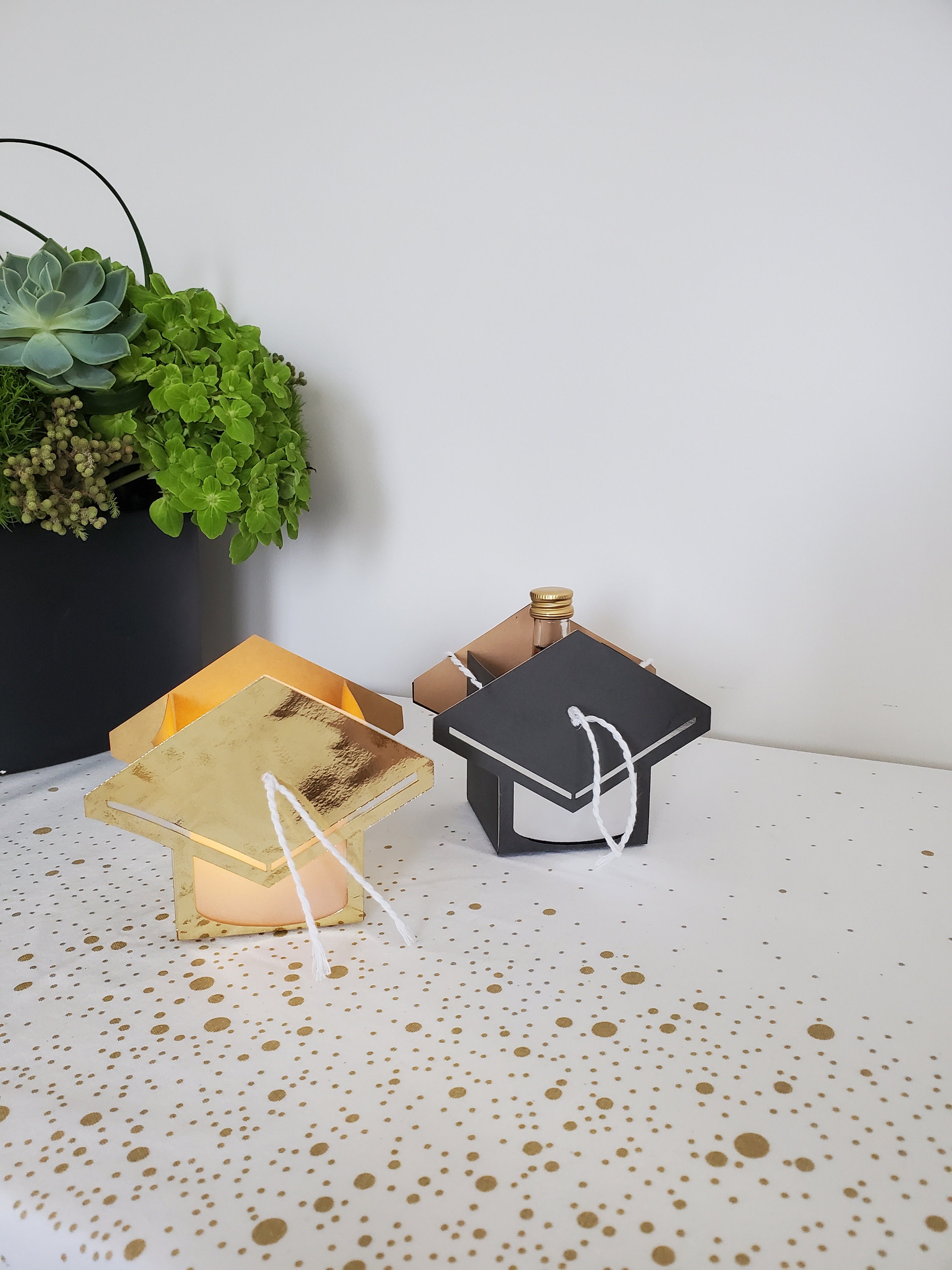 Graduation Cap Party Favor Box Template 3D Place Card Setting Idea ...