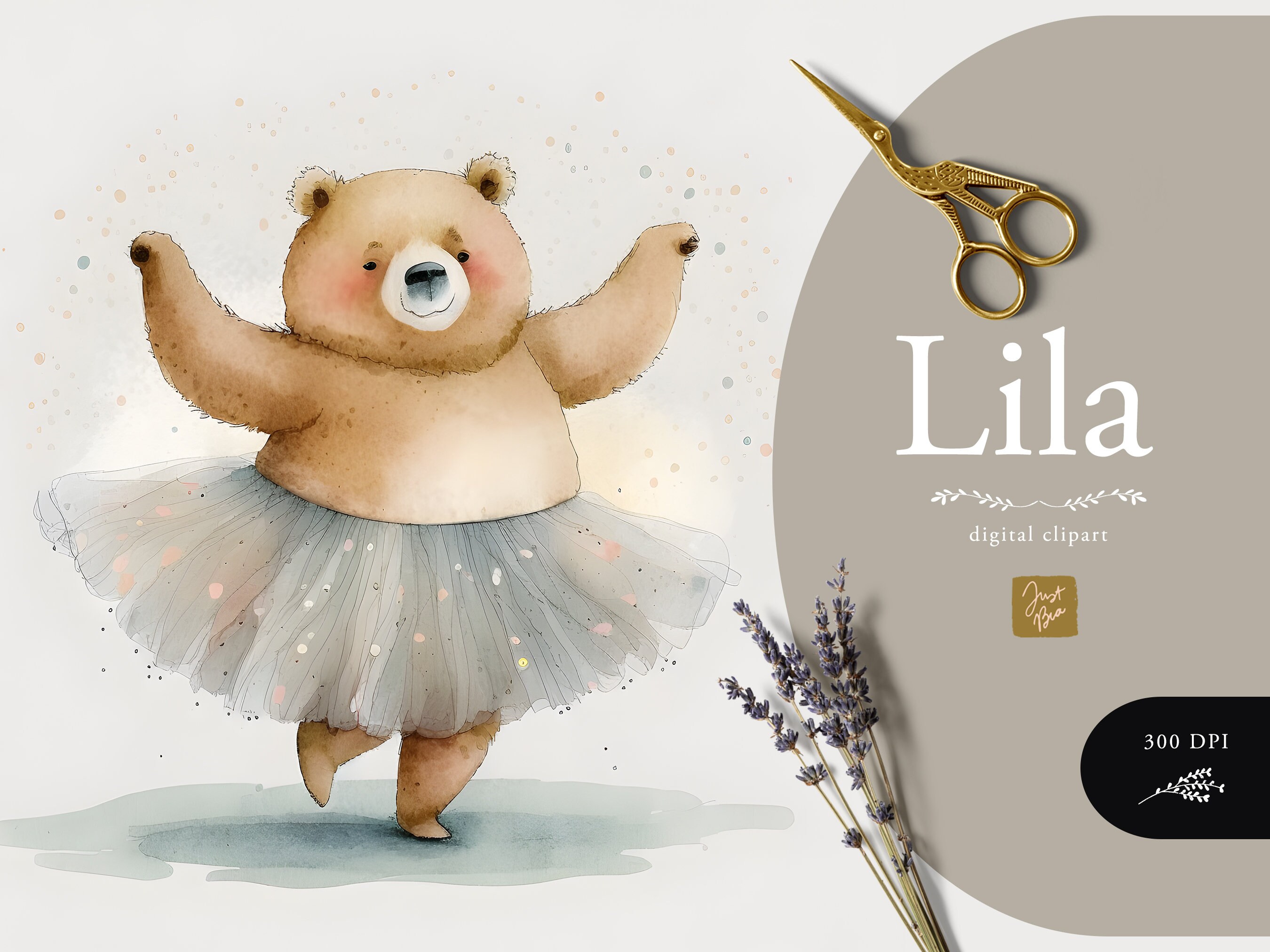 Watercolor Bear Clipart Baby Shower PNG Digital Image Downloads for ...