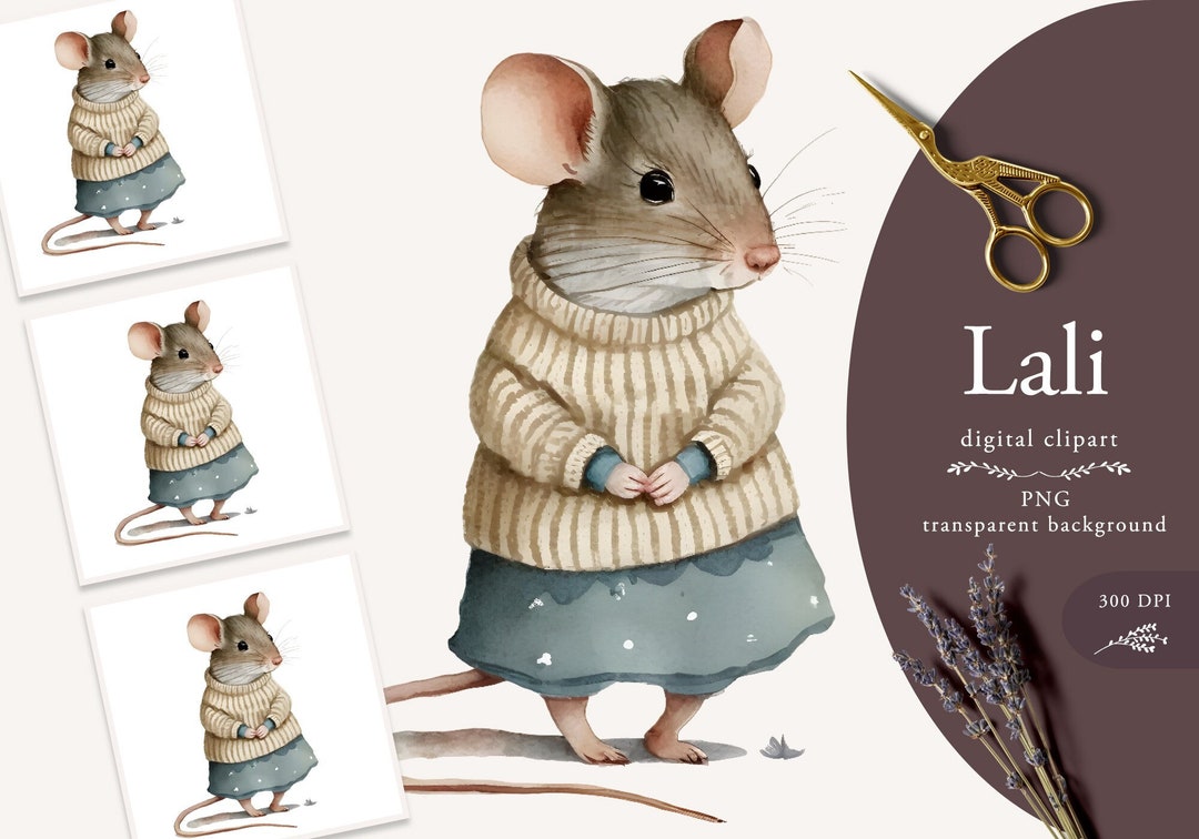 Watercolor Mouse Clipart, Watercolor Cute Mouse, Watercolor Whimsical ...