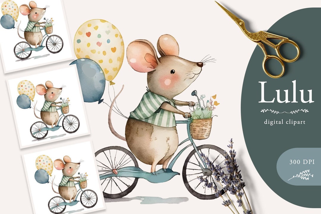 Mouse Clipart, Whimsical Watercolor Mouse Clipart, Watercolor Mouse ...