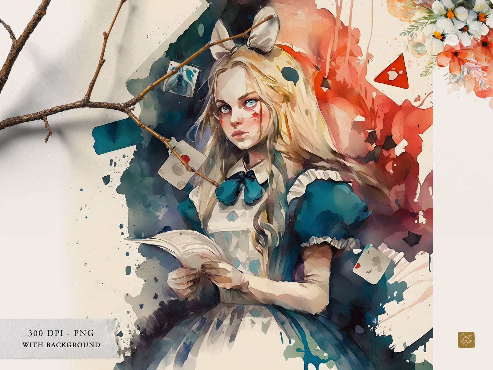 Alice in Wonderland Clipart Alice Clip Art Watercolor Alice Adventures ...