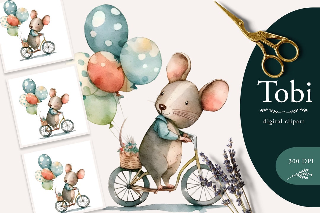 Mouse Clipart, Whimsical Watercolor Mouse Clipart, Watercolor Mouse ...