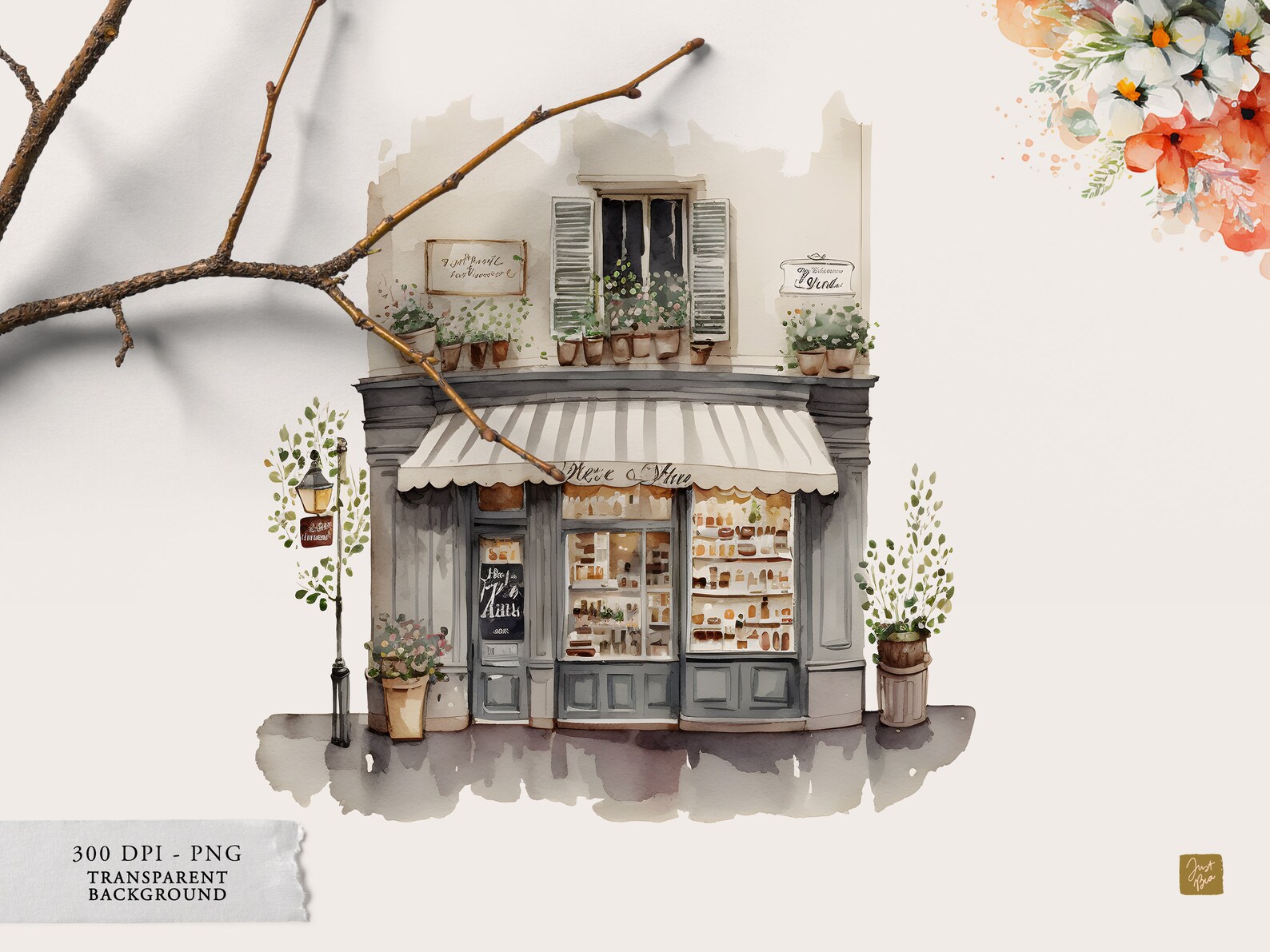 Watercolor Coffee Shop Clipart Bundle, Cozy Shop Clipart, Shops Clipart ...