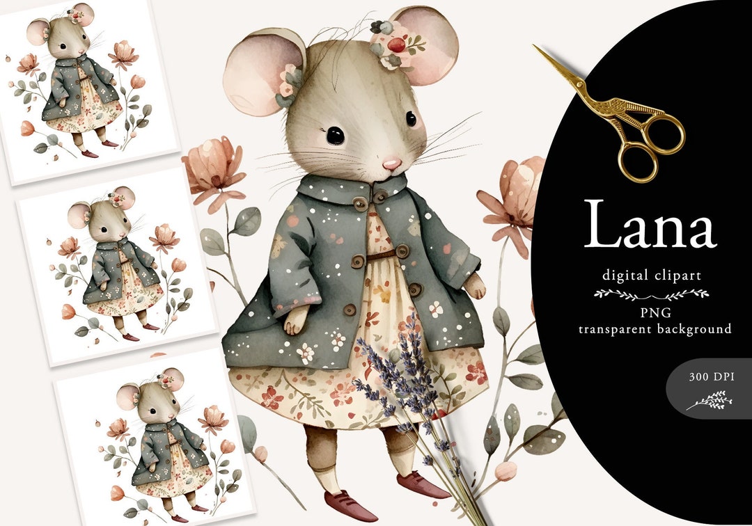 Watercolor Mouse Illustration, Watercolor Cute Mouse, Watercolor ...