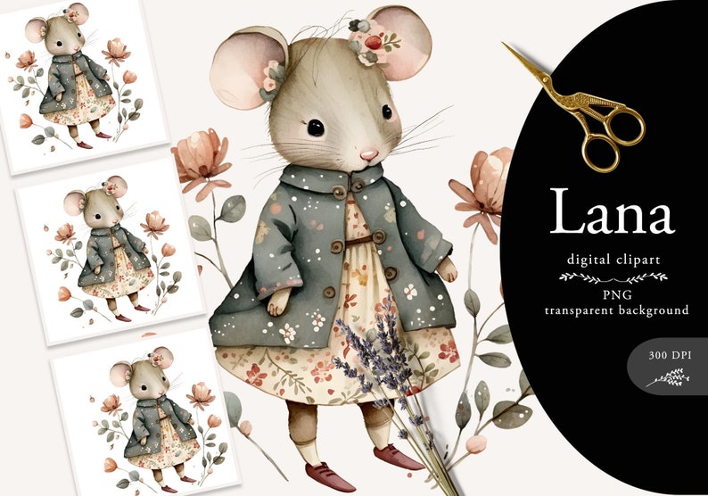 Watercolor Mouse Illustration, Watercolor Cute Mouse, Watercolor ...