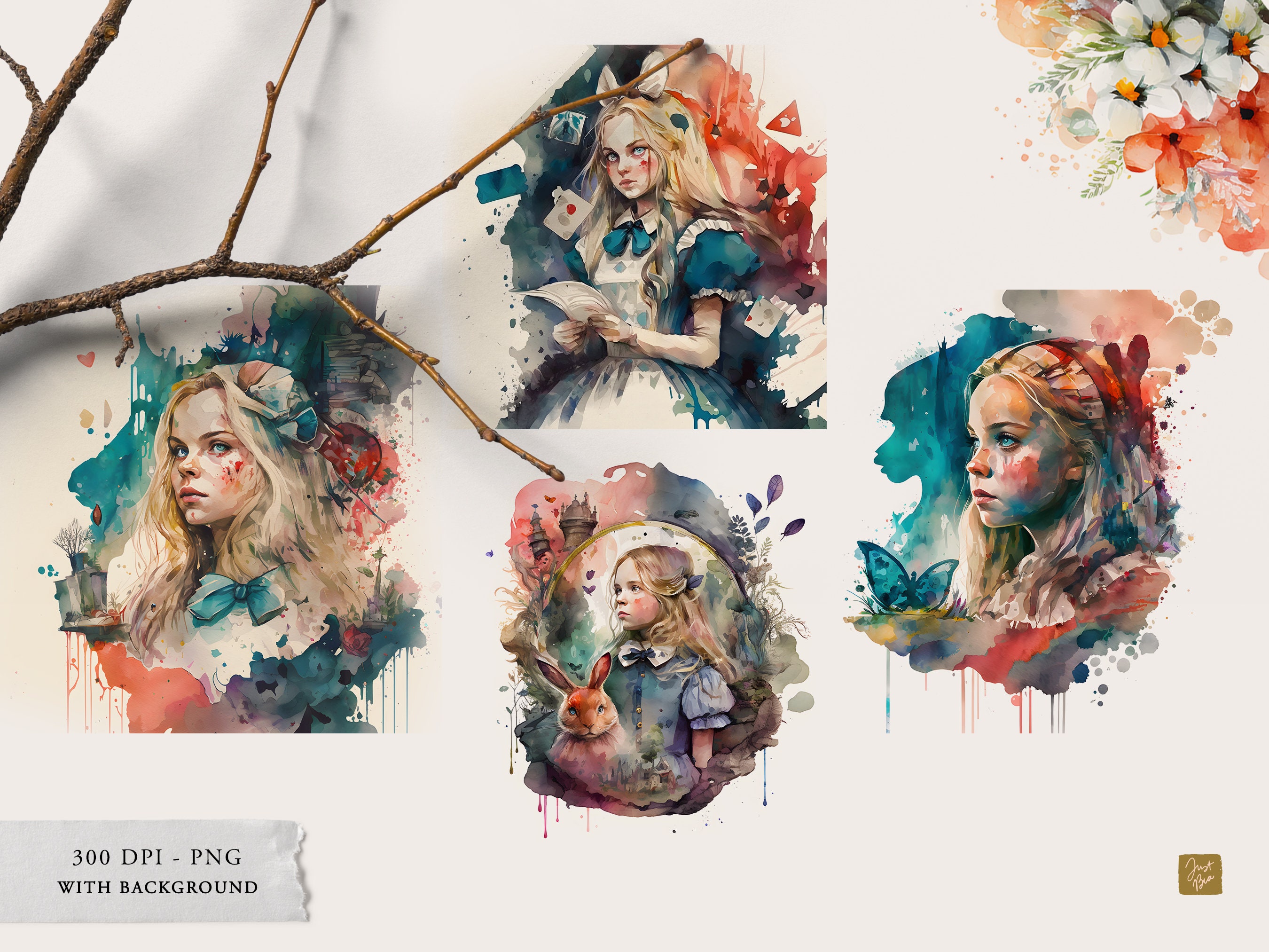 Alice in Wonderland Clipart Alice Clip Art Watercolor Alice Adventures ...