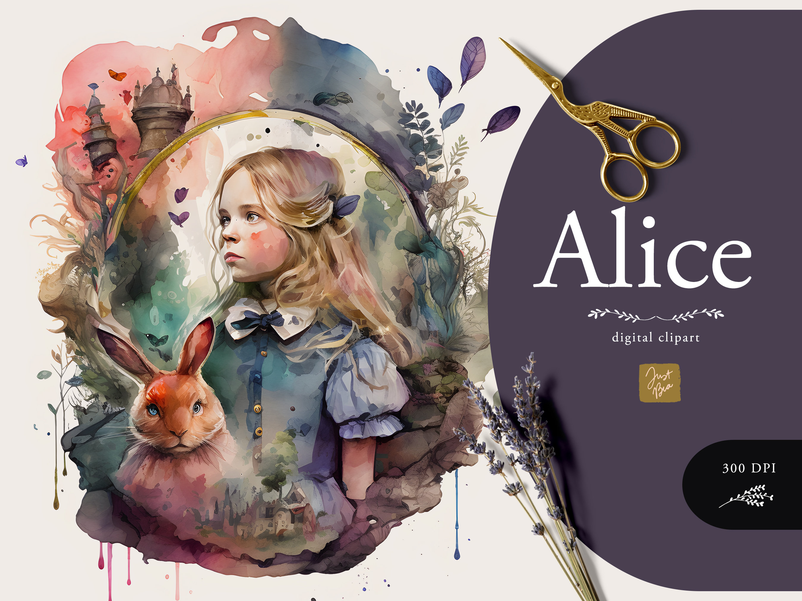 Alice in Wonderland Clipart Alice Clip Art Watercolor Alice Adventures ...