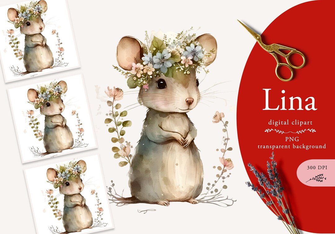 Watercolor Mouse Clipart Watercolor Cute Mouse Watercolor - Etsy