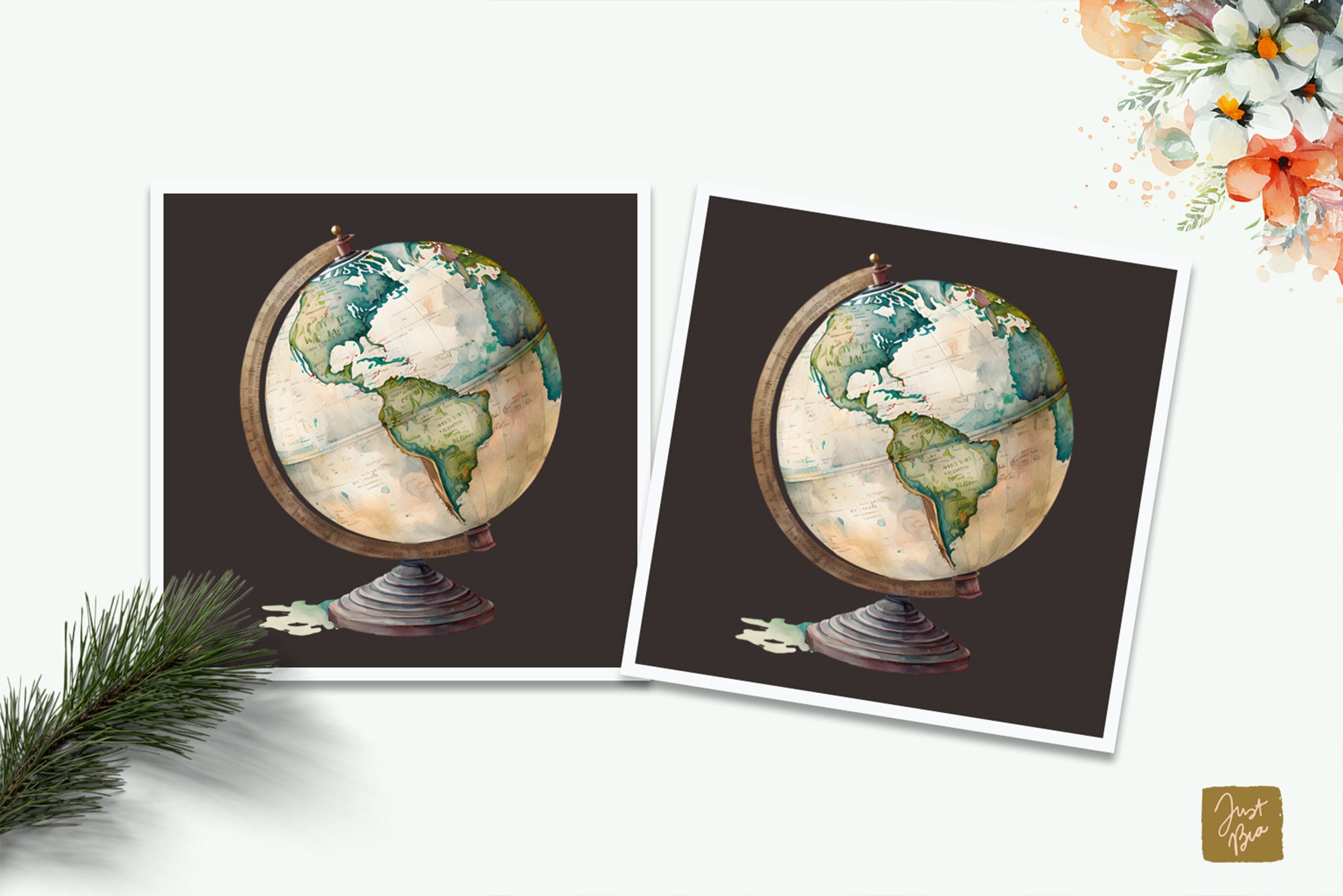 World Globe Map Clipart, World Globe Clipart, Watercolor World Globe ...