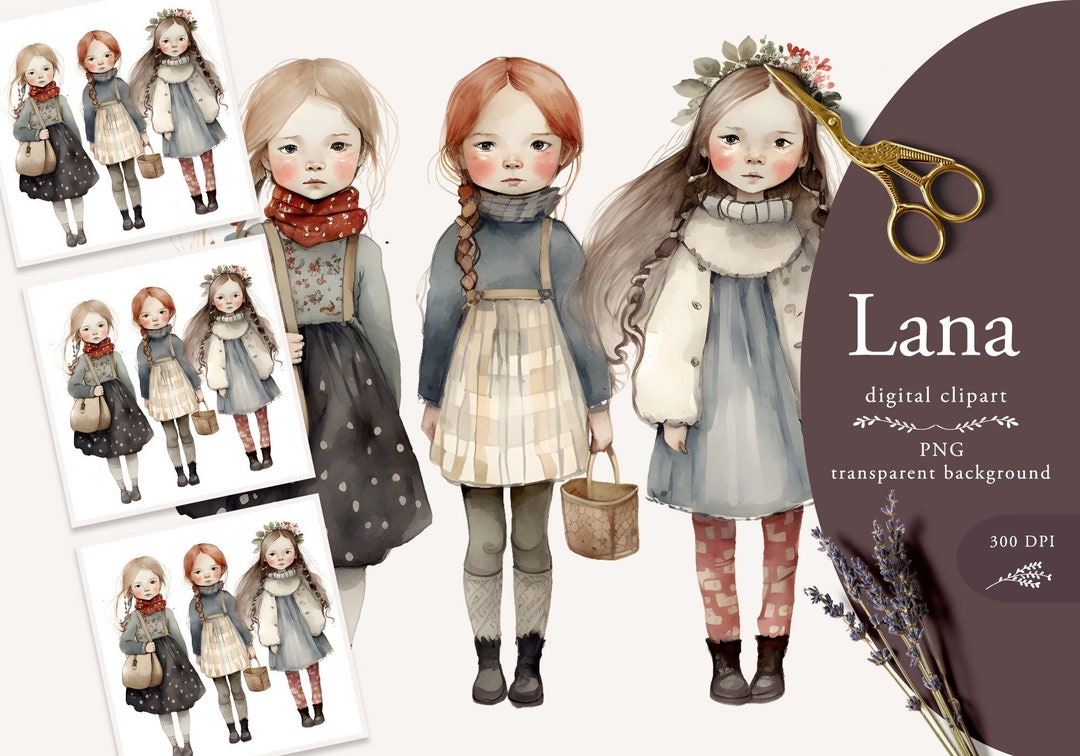 Watercolor Girls Clipart, Watercolor Cute Girls, Watercolor Whimsical ...