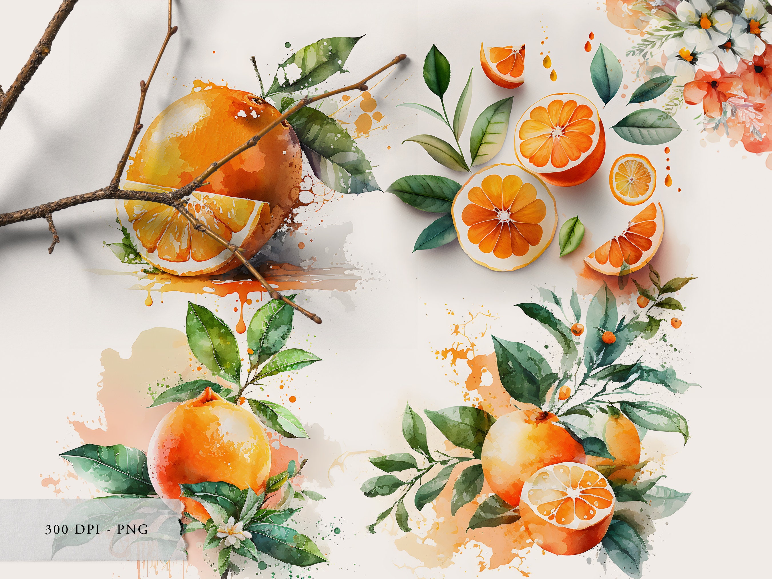 Watercolor Orange Clipart, Orange Clipart, Orange Graphics, Digital ...