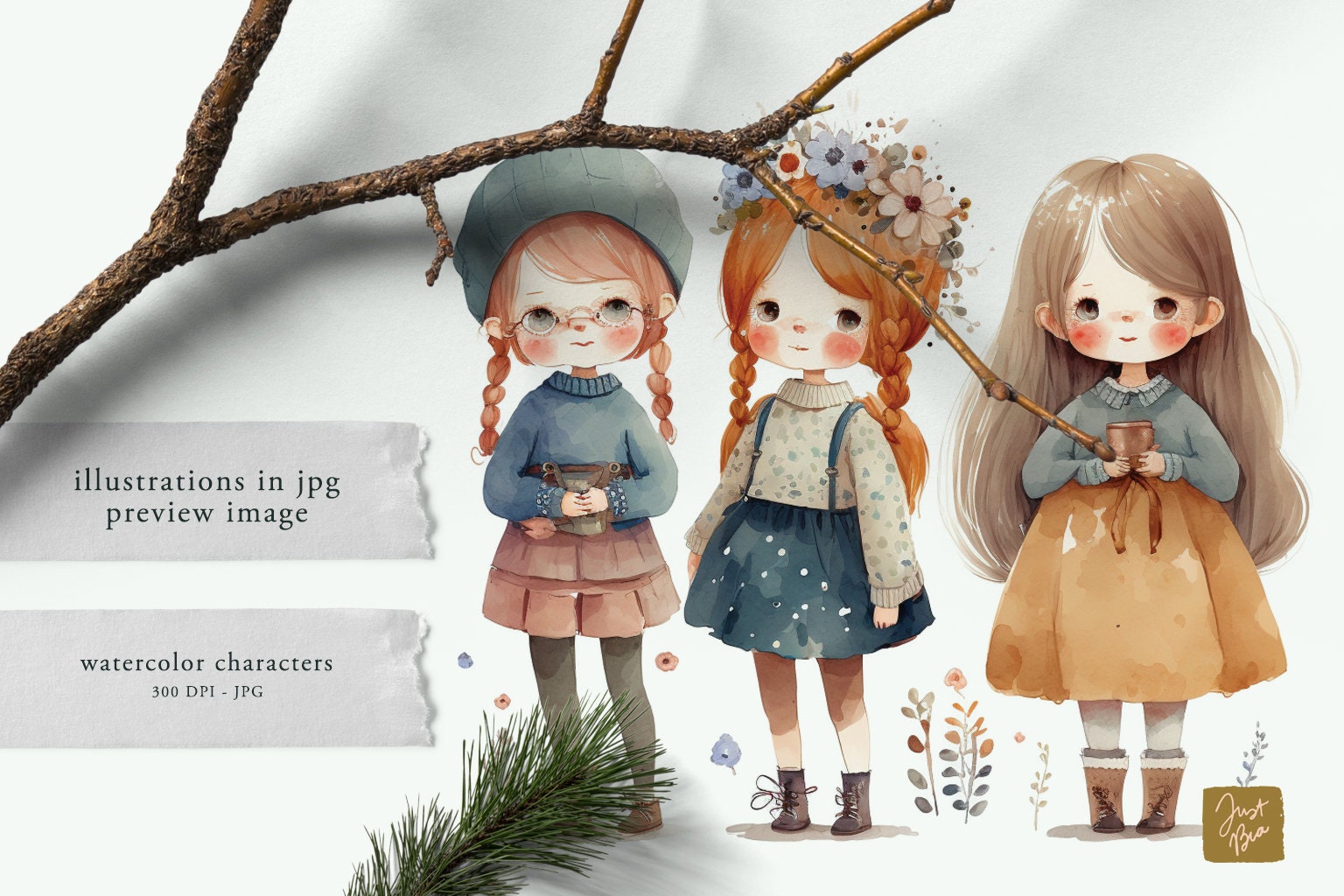 Watercolor Girls Illustration, Watercolor Cute Girls, Watercolor ...