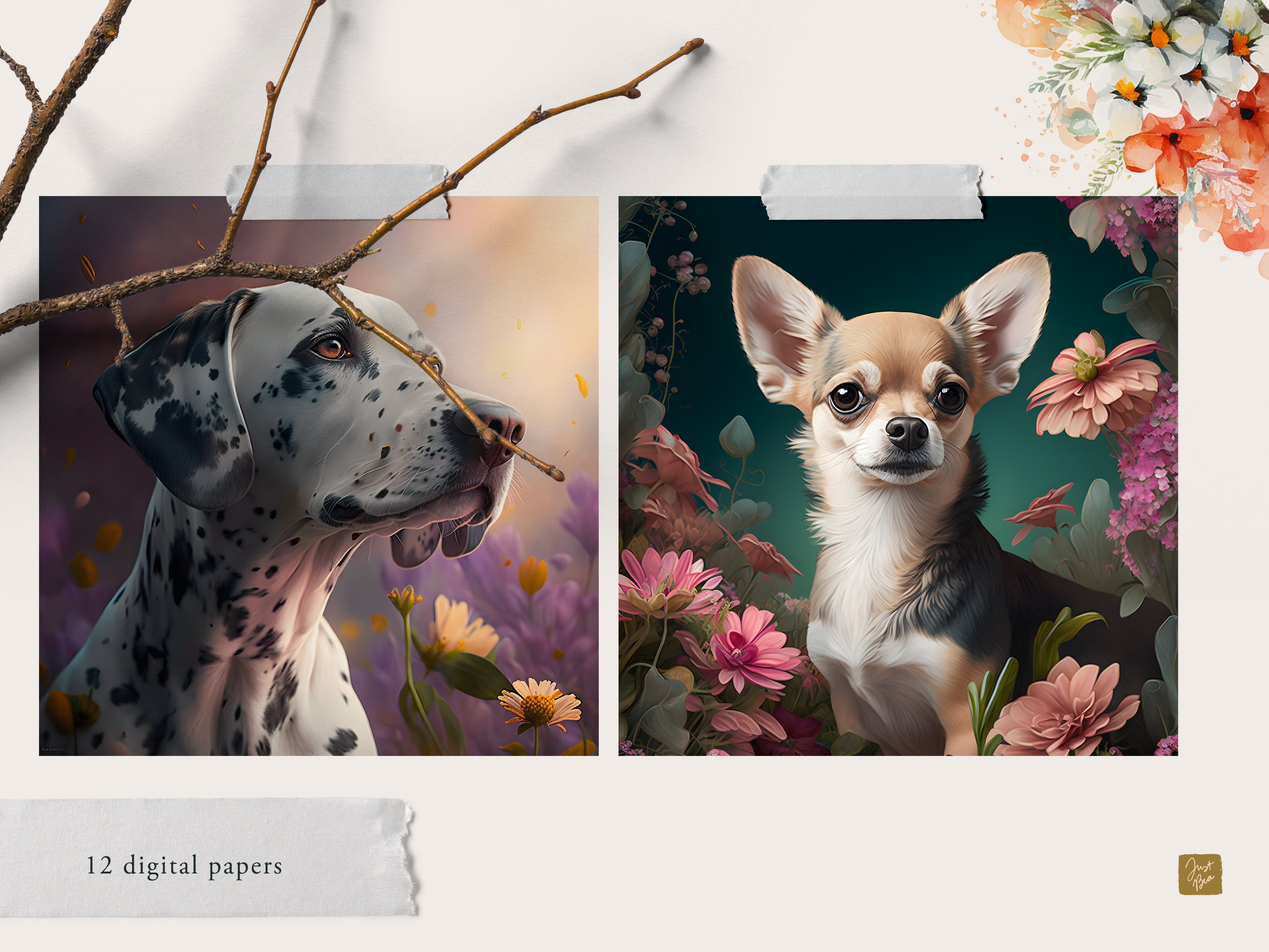 Dog Digital Papers, Cute Dogs, Puppy Dog, Cute Animals Paper Pack, Dog ...