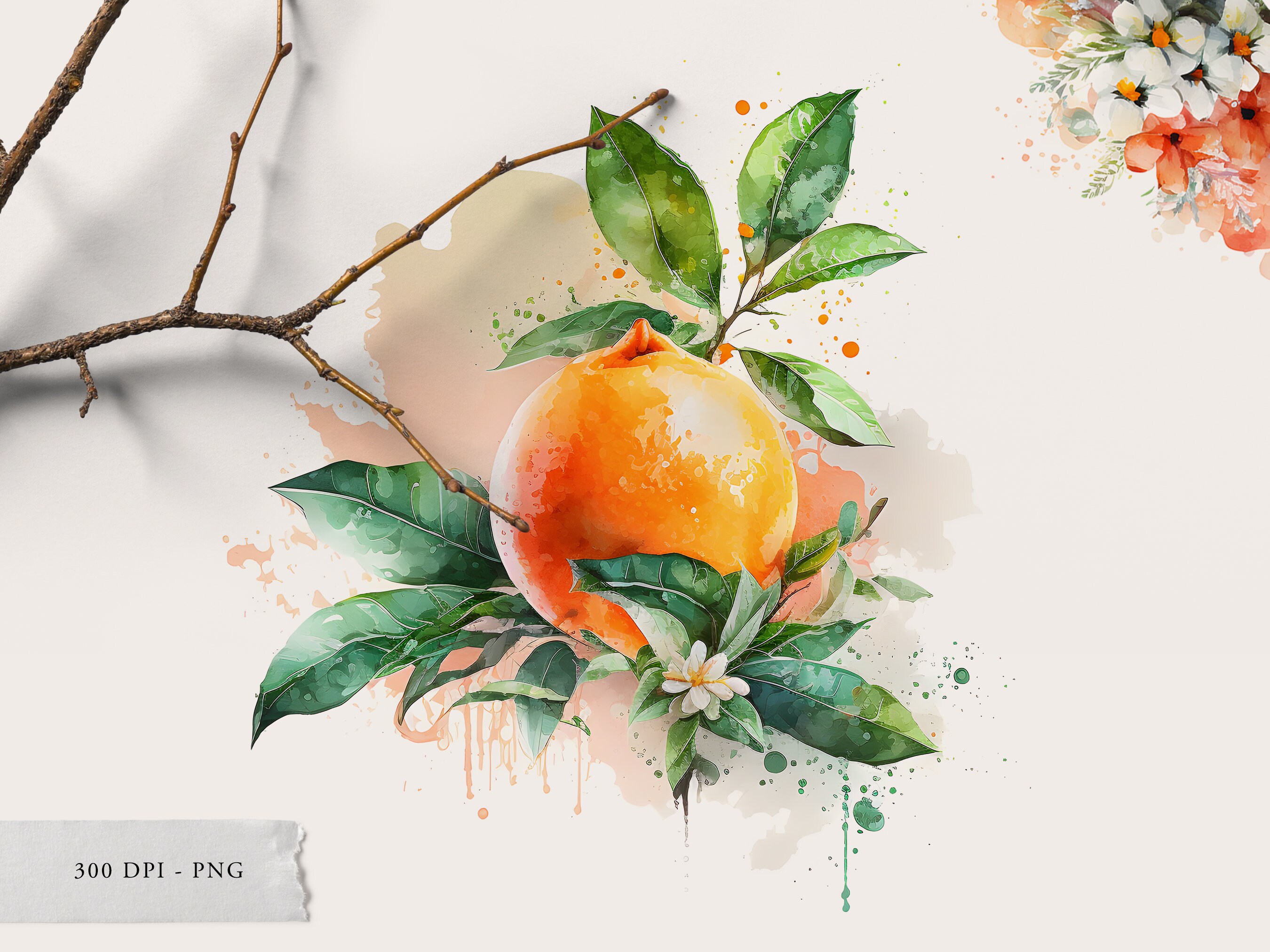 Watercolor Orange Clipart, Orange Clipart, Orange Graphics, Digital ...