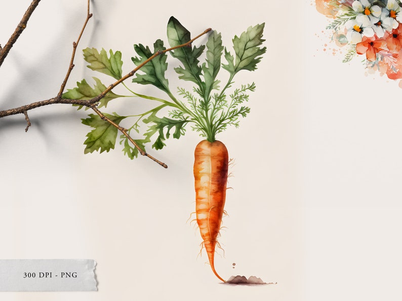 Watercolor Carrots Clipart Carrot Graphics Digital - Etsy