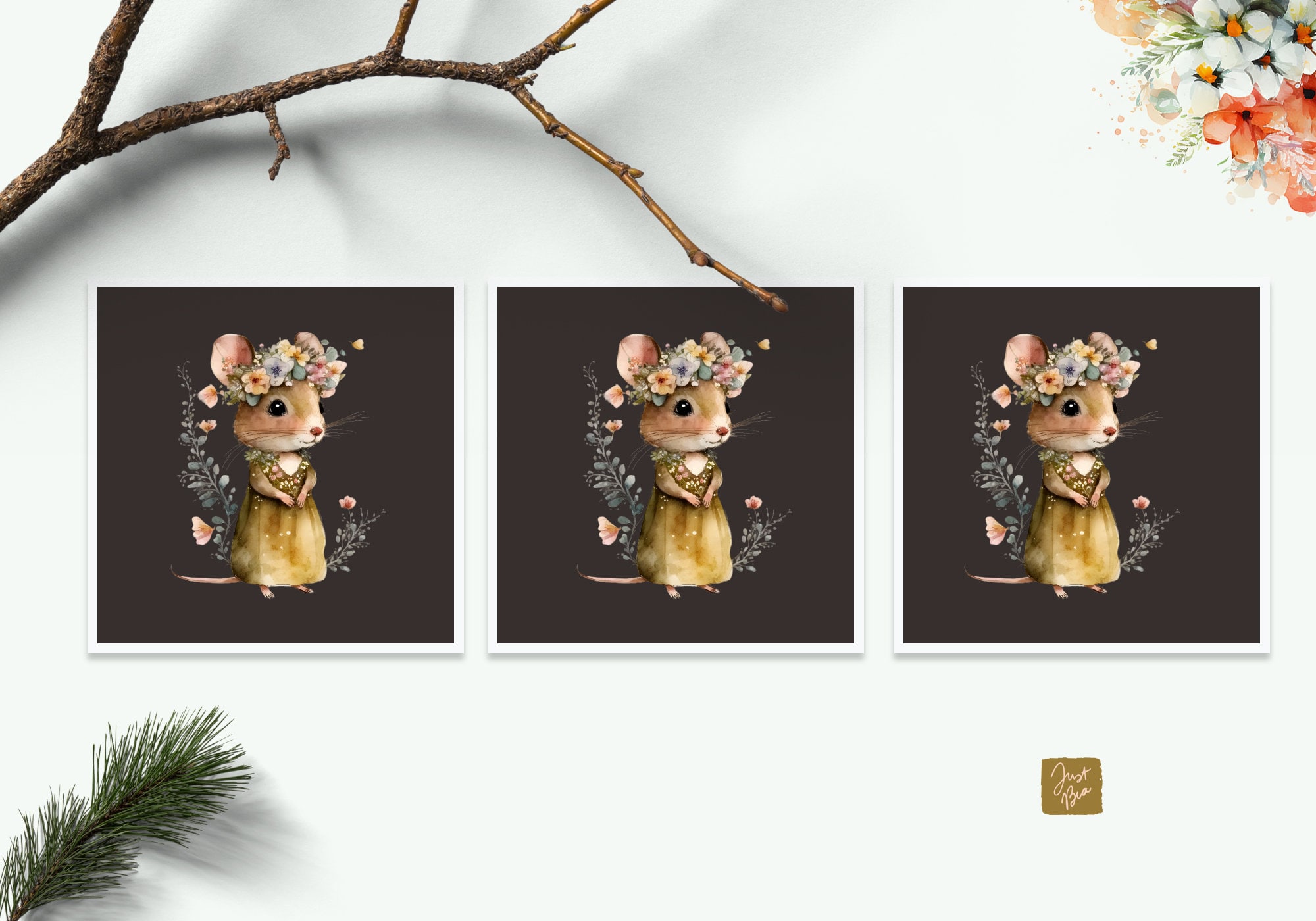 Watercolor Mouse Clipart, Watercolor Cute Mouse, Watercolor Whimsical ...