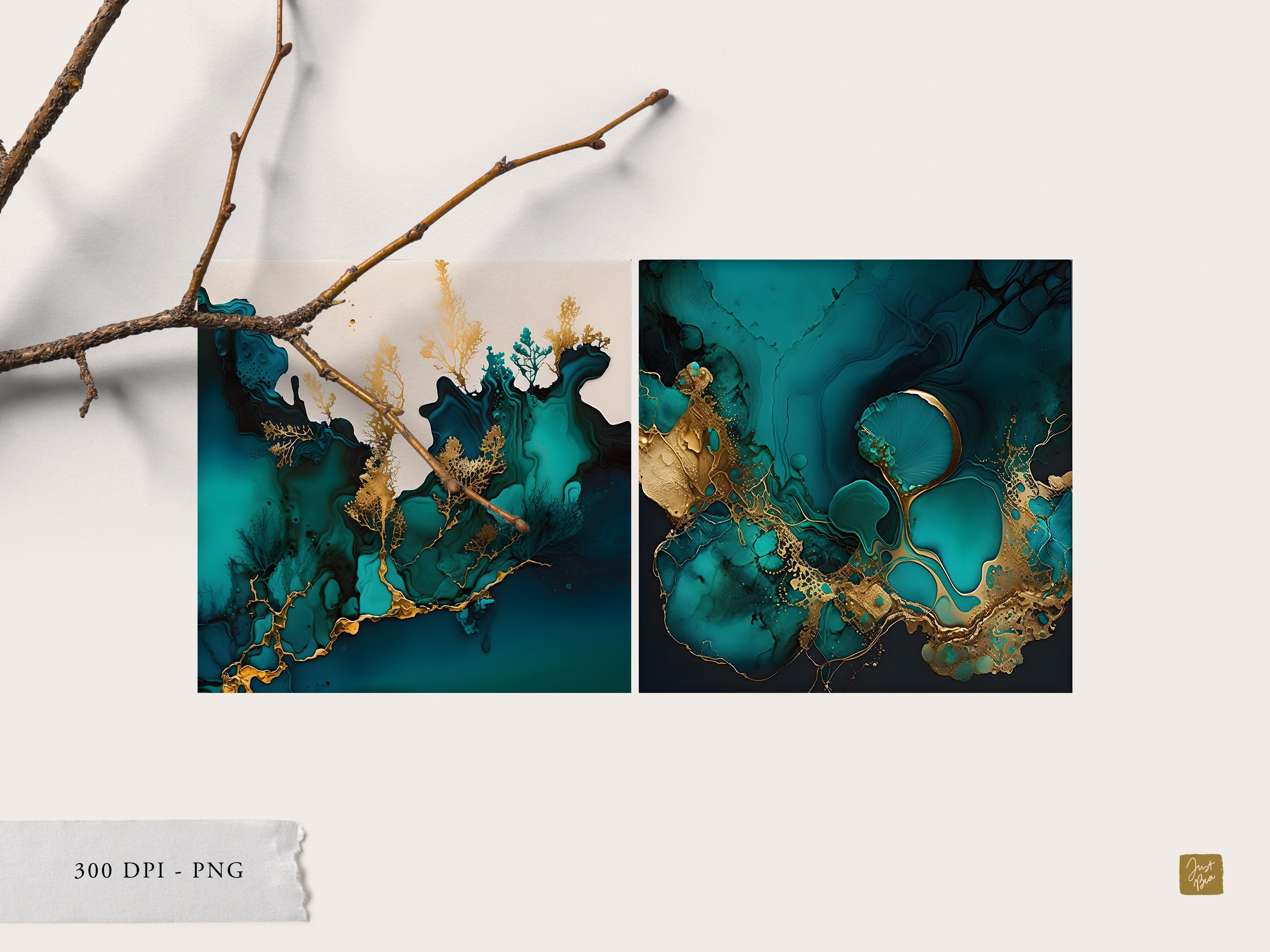 Alcohol Ink Green and Gold Digital Paper, Green and Gold Digital Paper ...