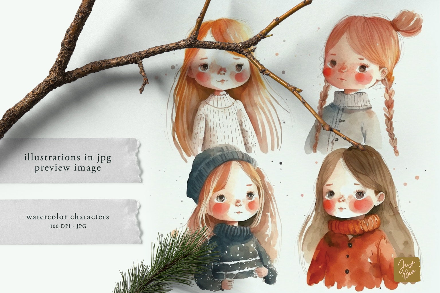 Watercolor Girls Illustration, Watercolor Cute Girls, Watercolor ...