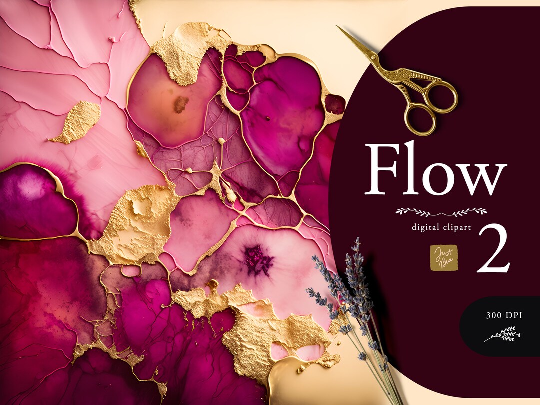 Alcohol Ink Rose, Pink Fuchsia and Gold Digital Paper, Pink and Gold ...