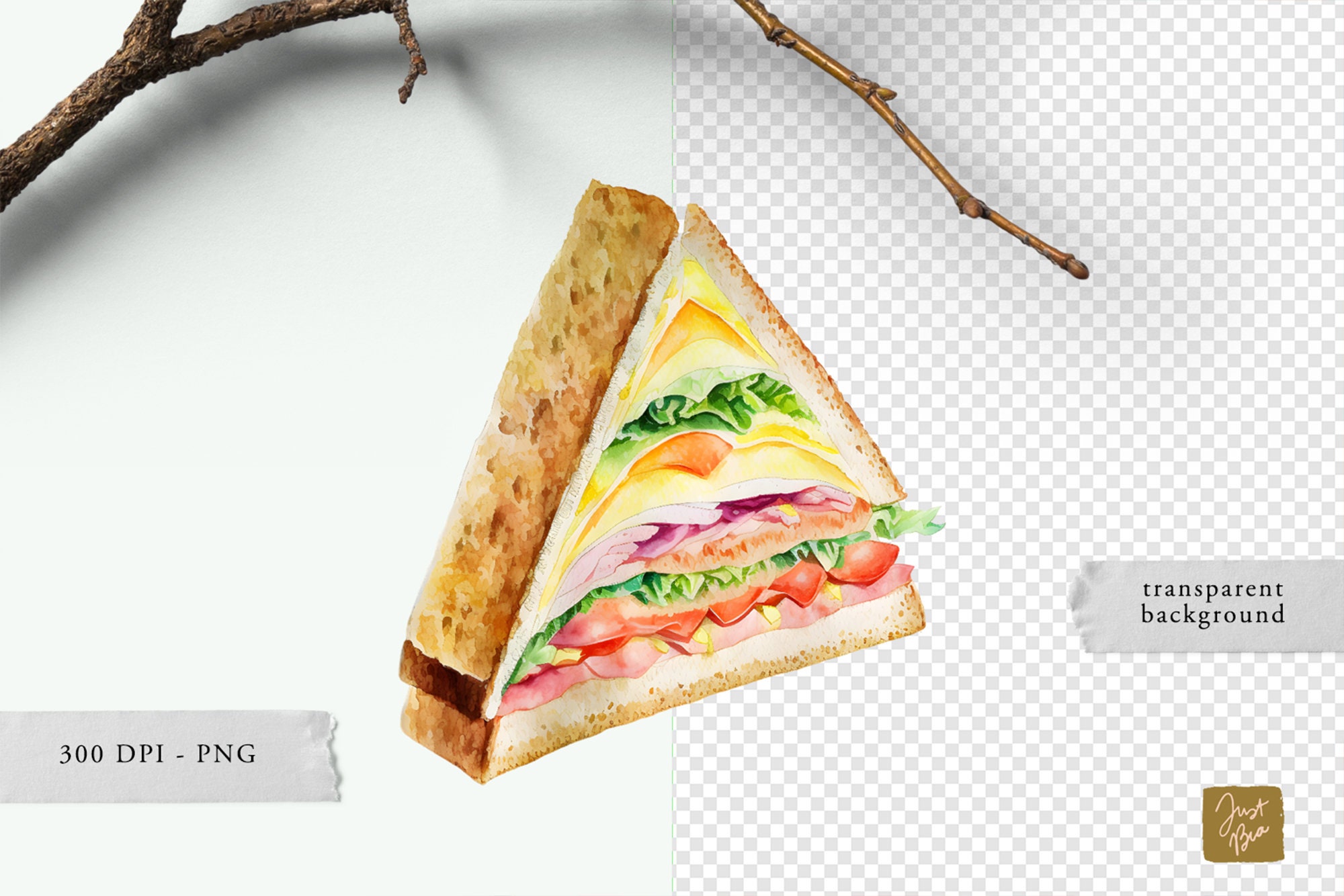 Sandwich Clipart, Watercolor Sandwich, Food Clipart, Clipart Bundle ...