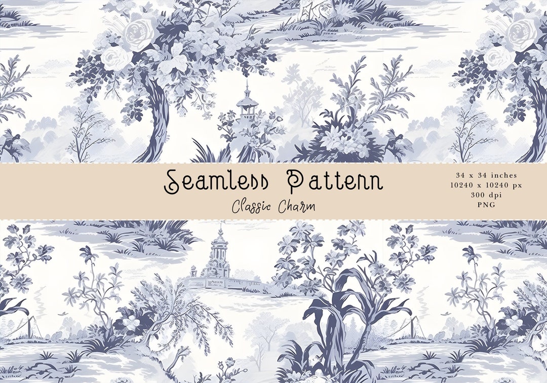 French Countryside Toile Pattern, Toile Pattern, Vintage Inspired ...