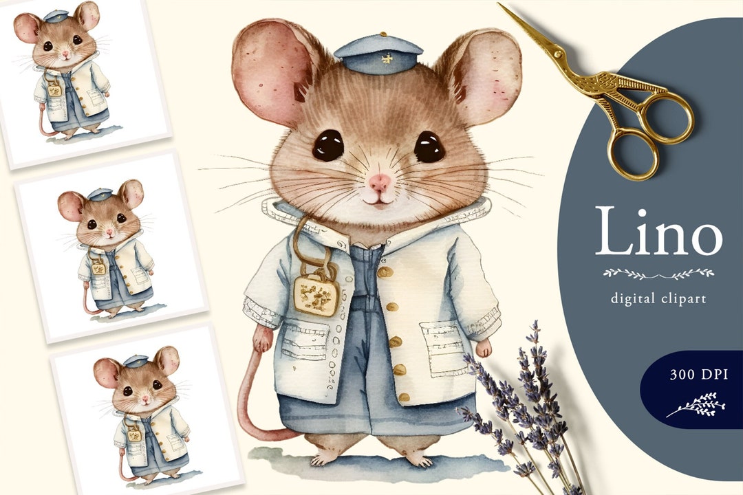 Mouse With Doctor Uniform, Doctor Clipart, Mouse Clipart, Whimsical ...
