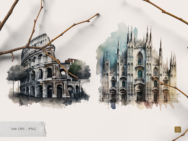 Italy Clipart, Italy Graphics, Italian Cuisine Clipart Set, Milan ...